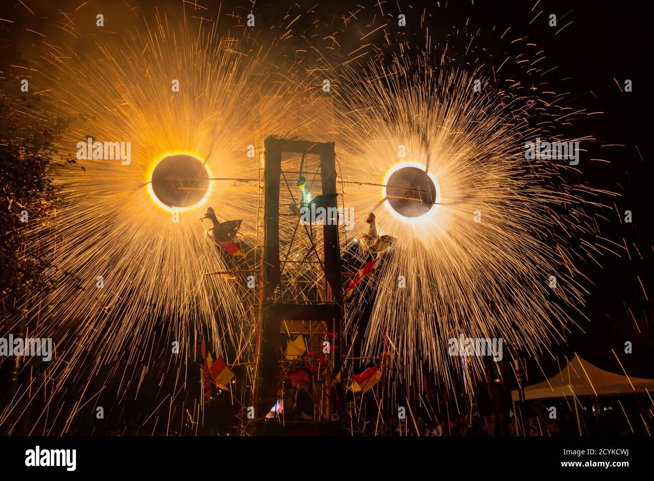 Wild fireworks Castles are common at Ecuadorian celebrations Stock ...