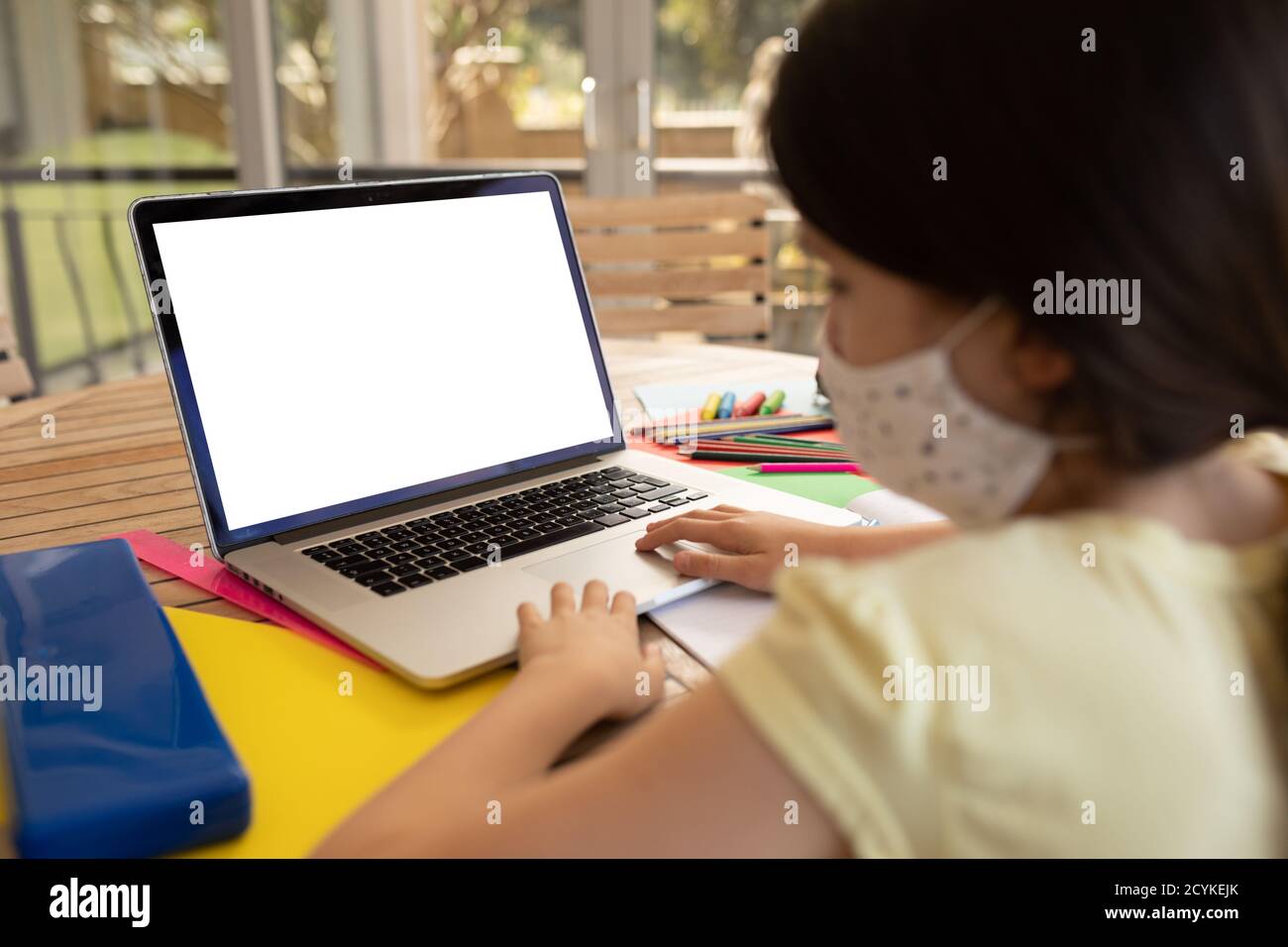 Laptop girl face hi-res stock photography and images - Alamy