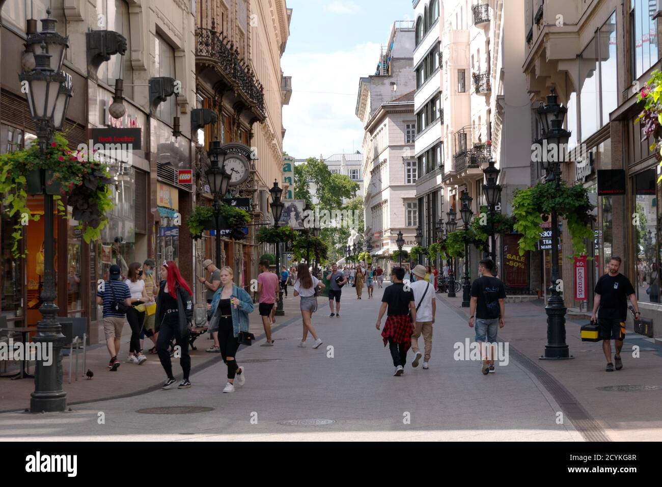 Vaci Utca, famous pedestrian street in Budapest, Hungary, Europe with ...