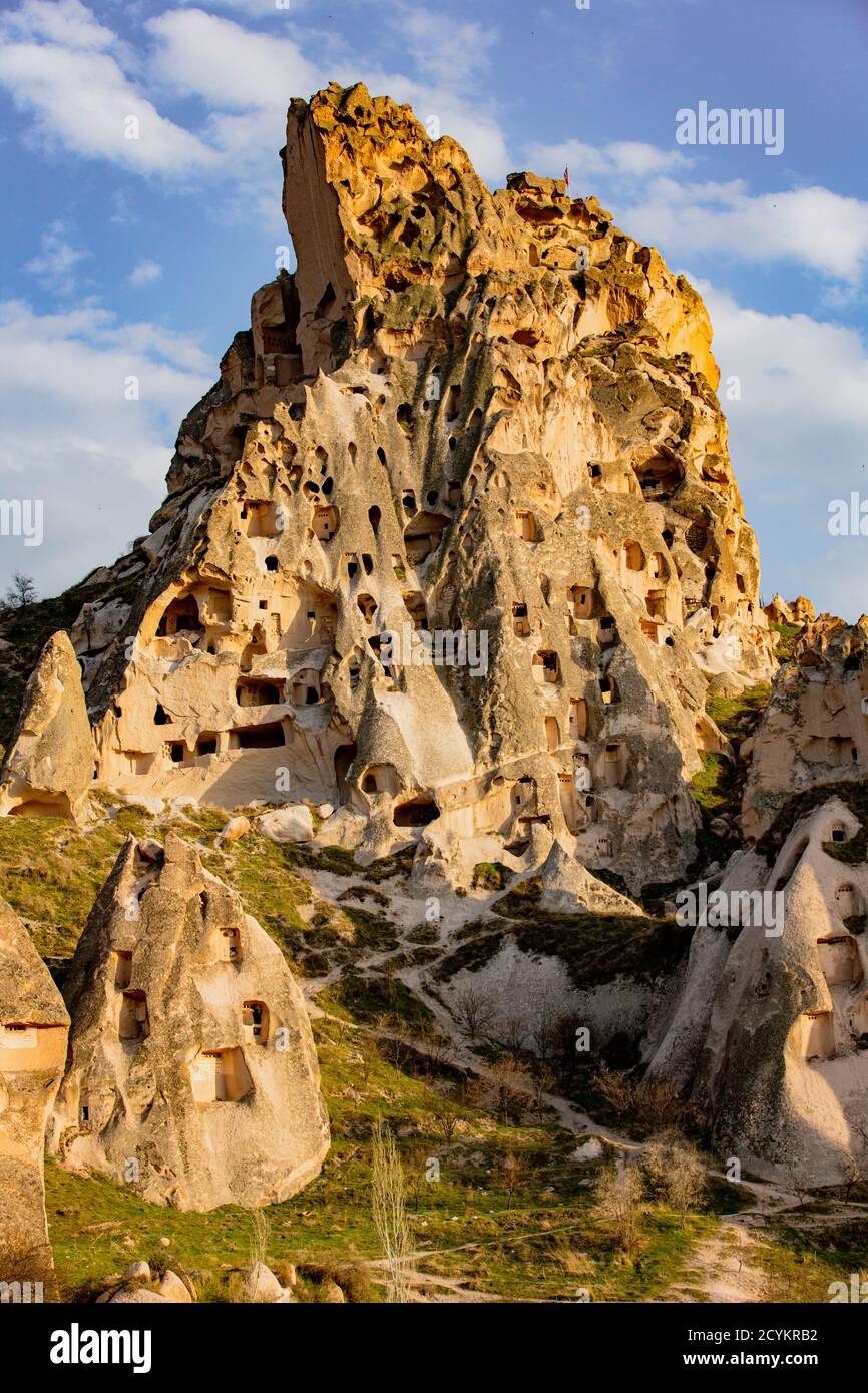 Uchisar Castle in Cappadocia, Turkey old ruin Stock Photo - Alamy