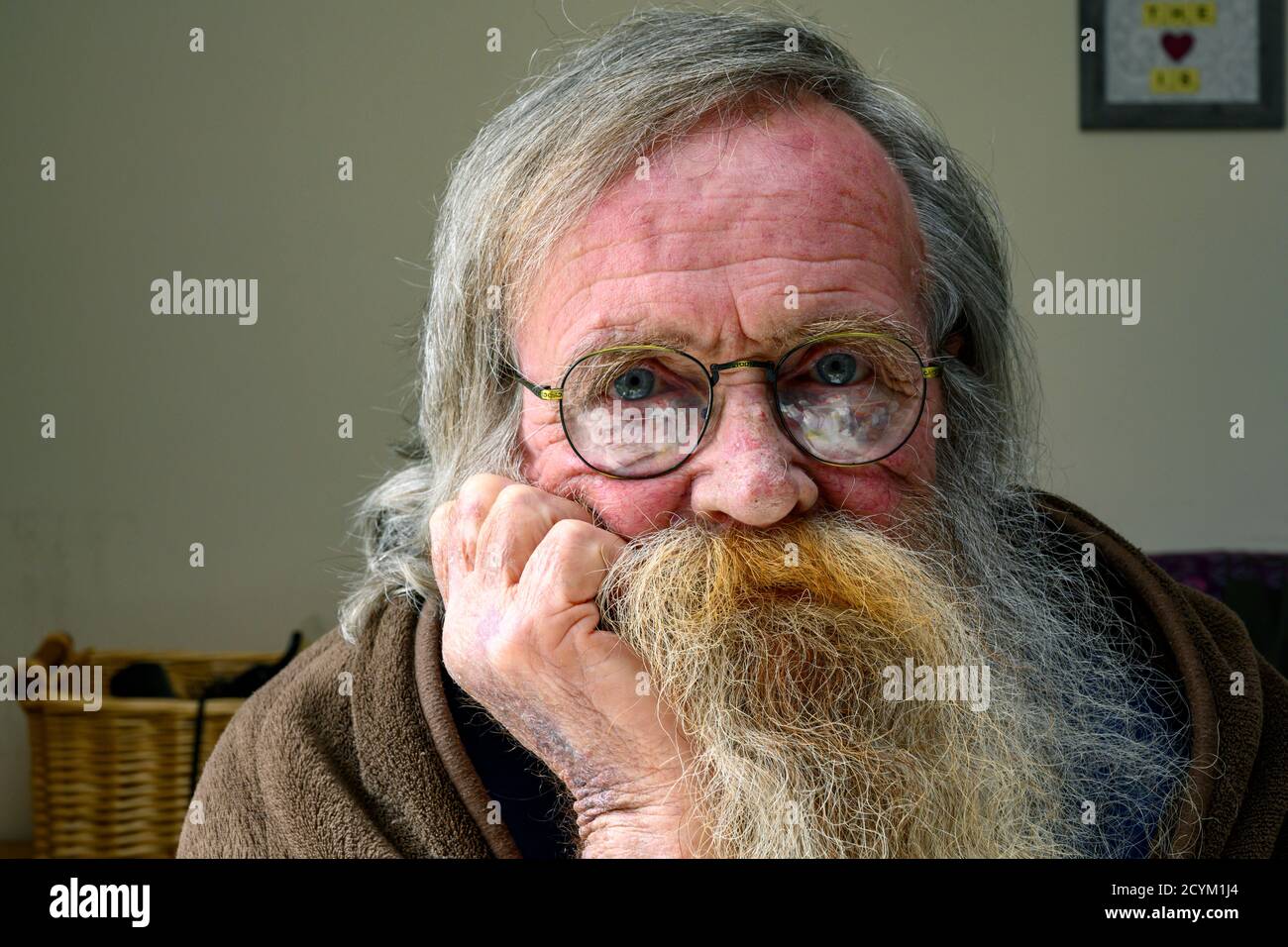 Elderly man with long grey beard Stock Photo - Alamy