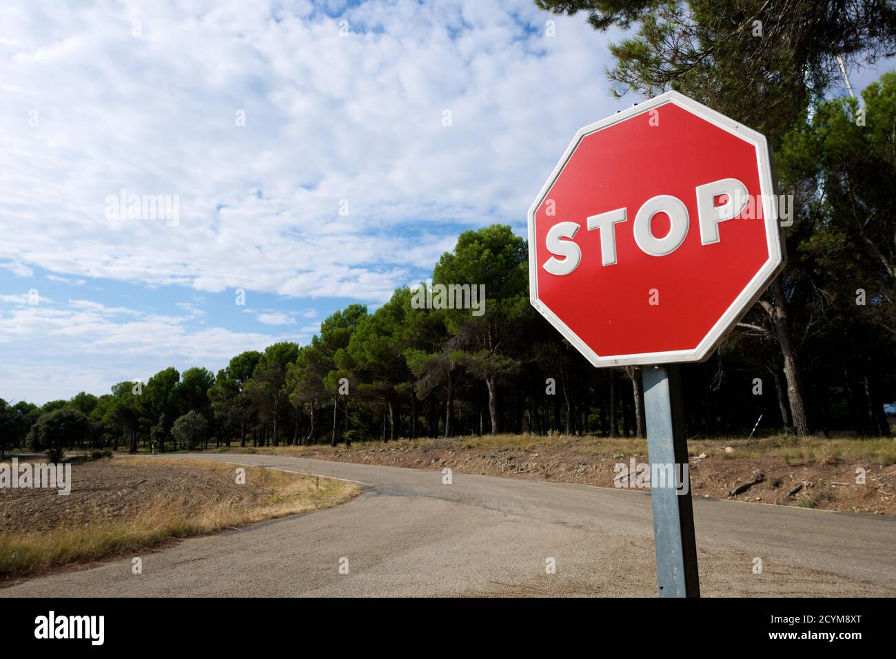 Stop traffic sign in Zaragoza province in Spain Stock Photo - Alamy