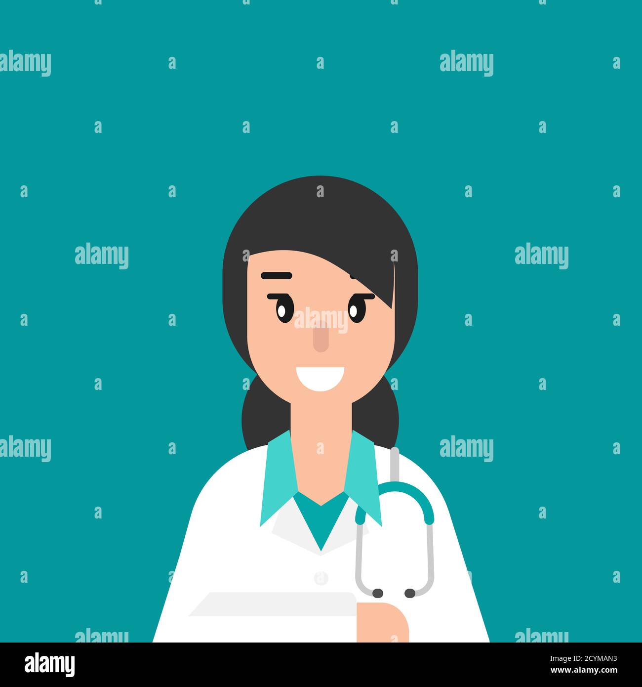 Smiling woman doctor with stethoscope avatar. Medical internet ...