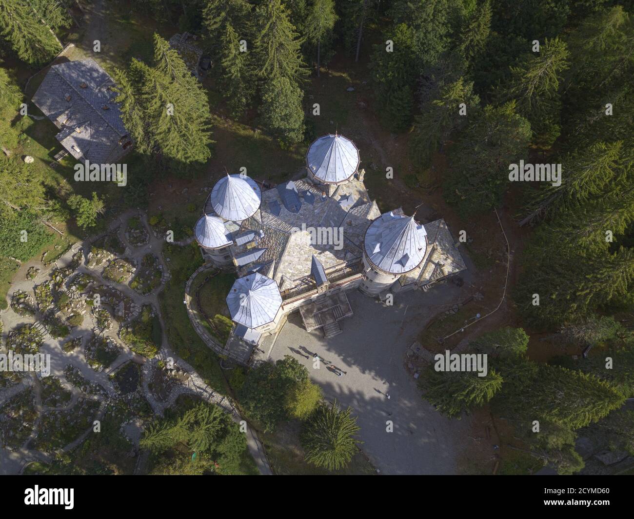 aerial view of Castel Savoia Castle - Gressoney-Saint-Jean, Valle d ...