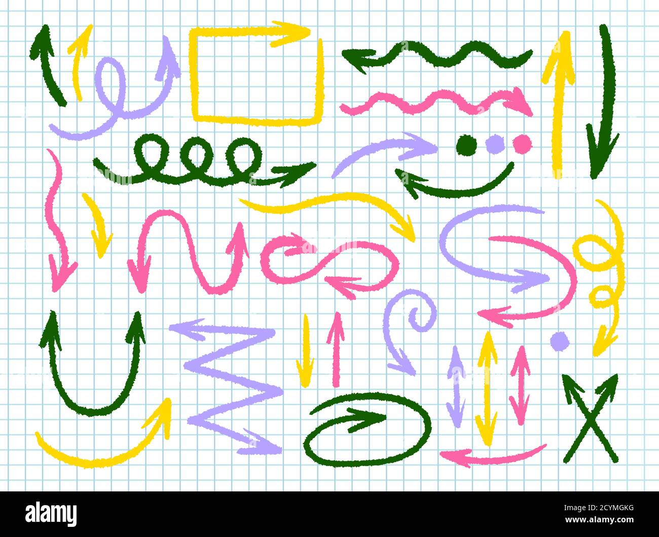 Arrow collection hand drawn style. Drawing line element design Stock ...