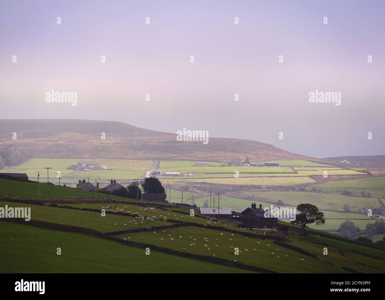 Layers of rural Yorkshire. Distant hills in changing light Stock Photo ...