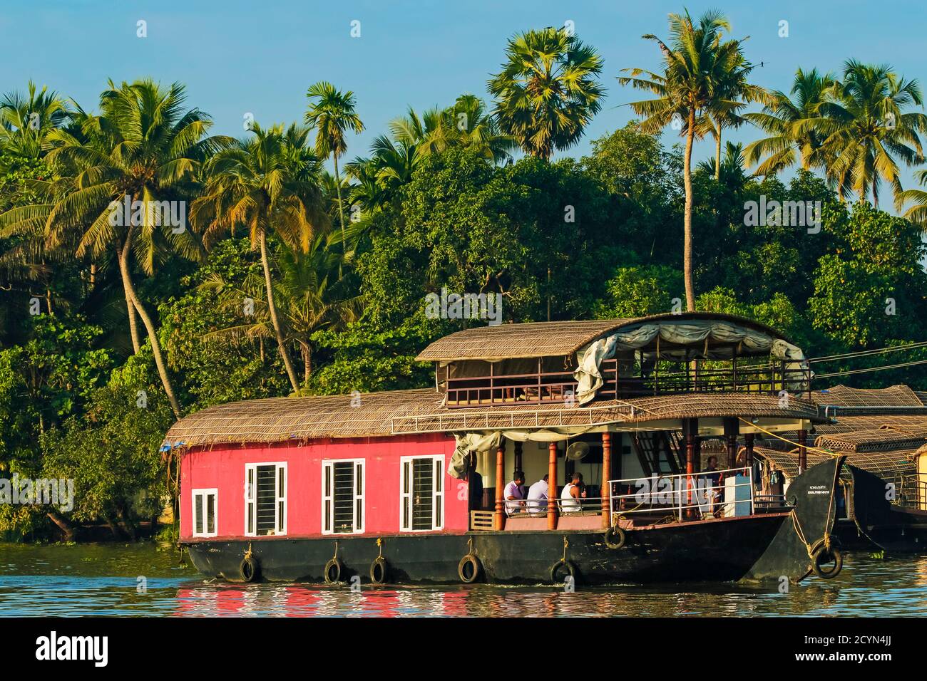 Typical two deck houseboat, a large barge converted for the popular ...