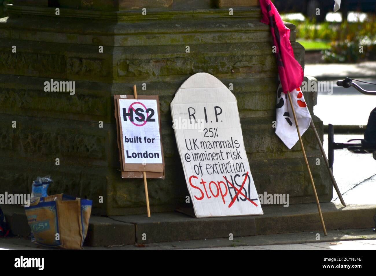 Anti-HS2 high speed rail protestors in Leamington Spa Stock Photo - Alamy