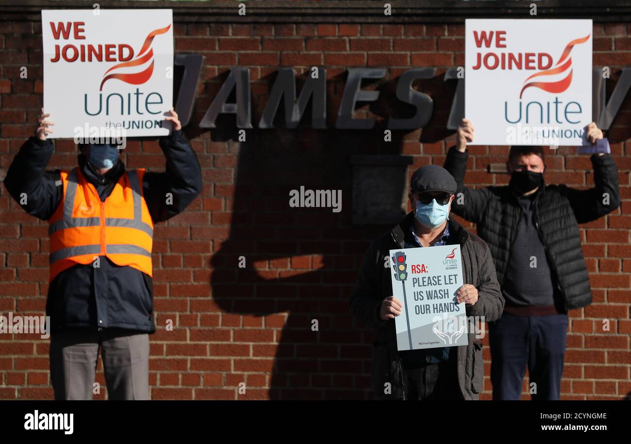 Driving instructors take part in a protest outside the RSA Driving Test ...