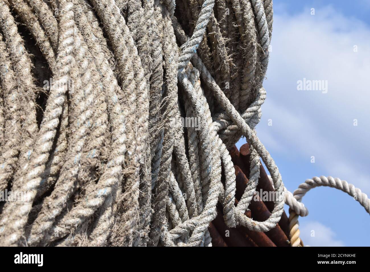 The fishing rope coiled under the sun in Sapporo Japan Stock Photo - Alamy