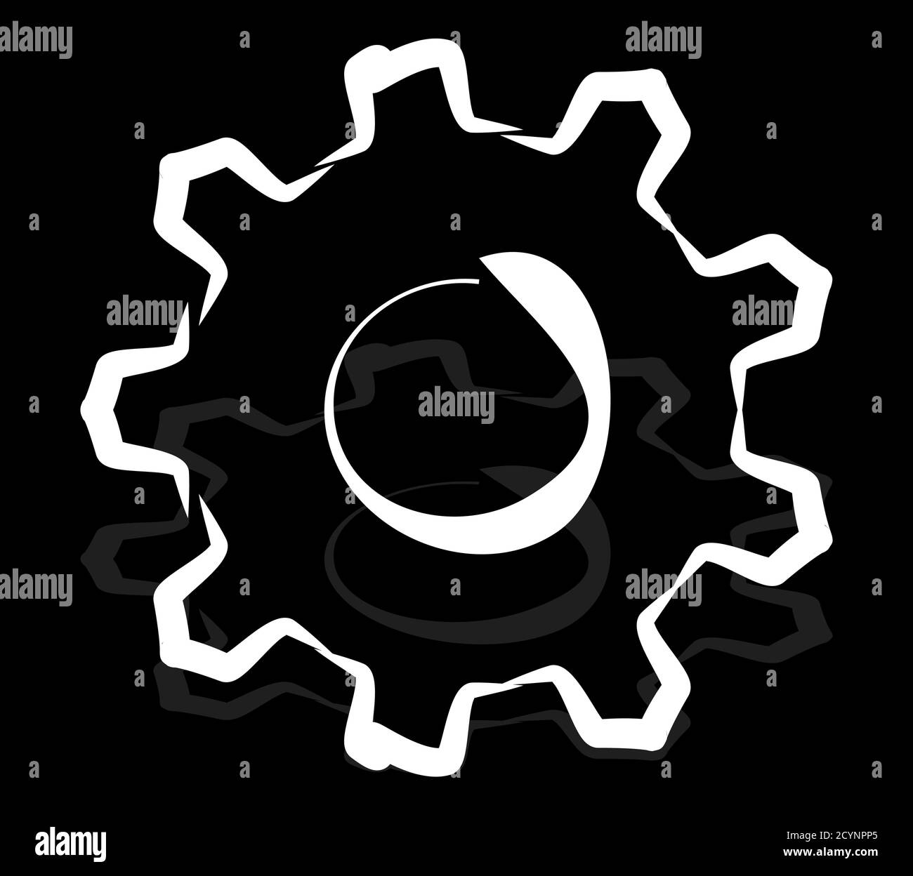 Abstract handdrawn gear, cogwheel icon, symbol. Hand-drawn gearwheel ...