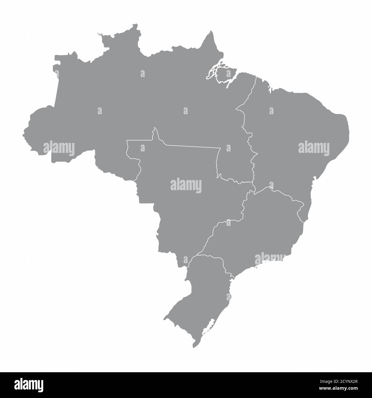 Brazil regions map Stock Vector Image & Art - Alamy