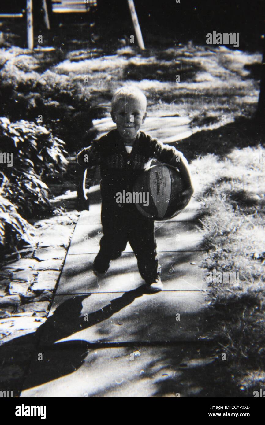 Fine 1970s vintage black and white photography of acute little boy ...