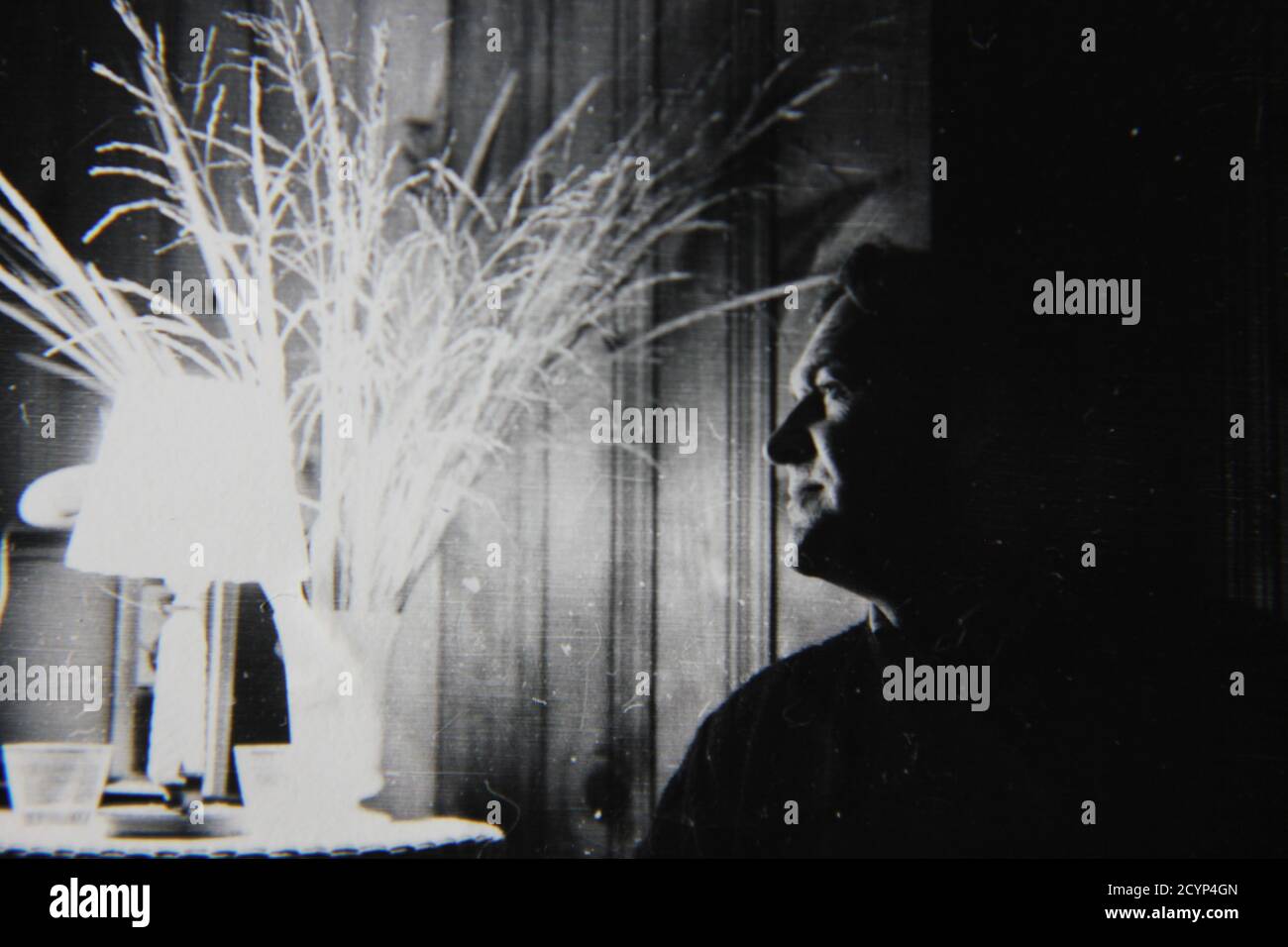 Fine 1970s vintage black and white photography of a middle aged regular ...