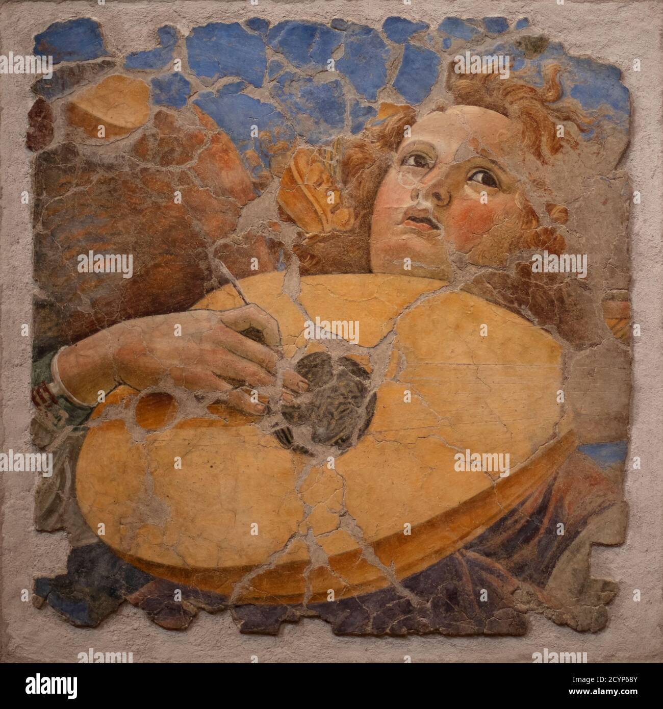 Detail of an angel playing a lute, a fresco commissioned by Giuliano ...