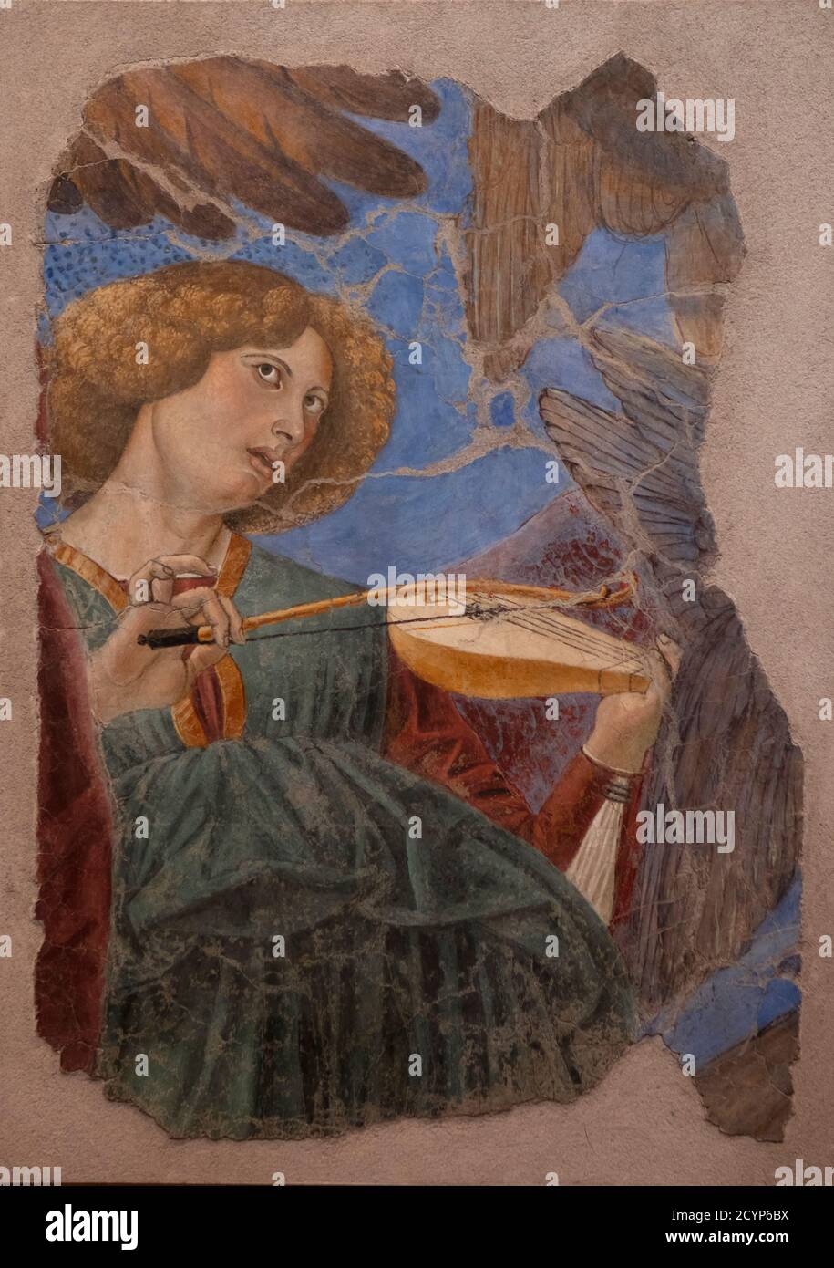Detail of an angel playing a rebec a fresco commissioned by Giuliano ...