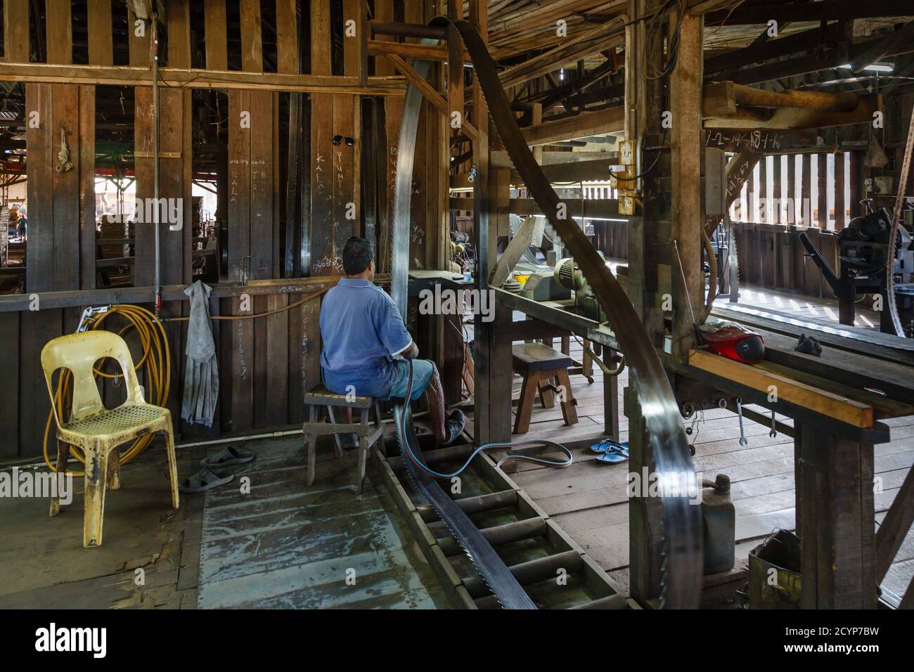 Saw mill worker hi-res stock photography and images - Alamy