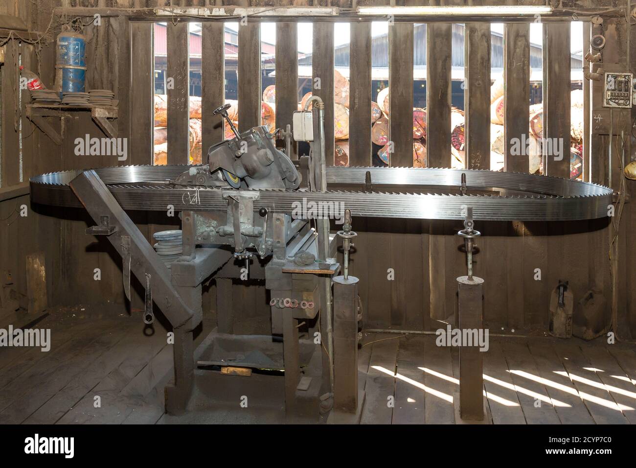 Saw blade sharpening machine in a sawmill of Seguntor Industrial Area ...
