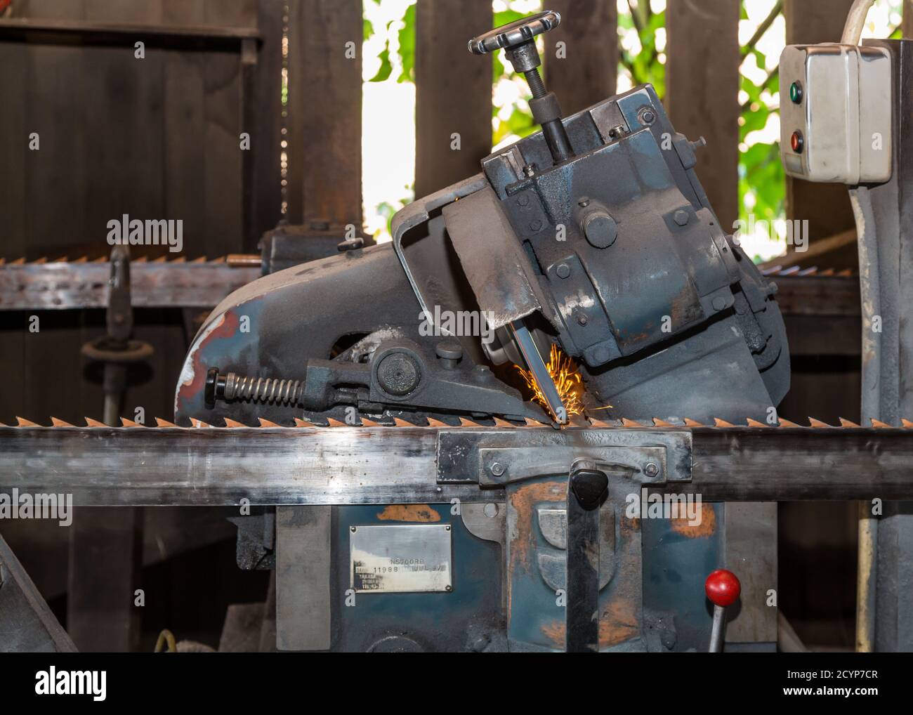 Saw blade sharpening machine in a sawmill of Seguntor Industrial Area ...
