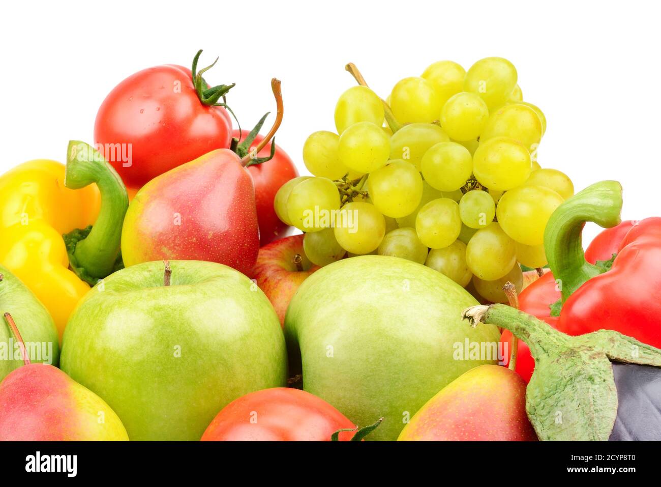 Composition of fruits and vegetables isolated on white background Stock ...