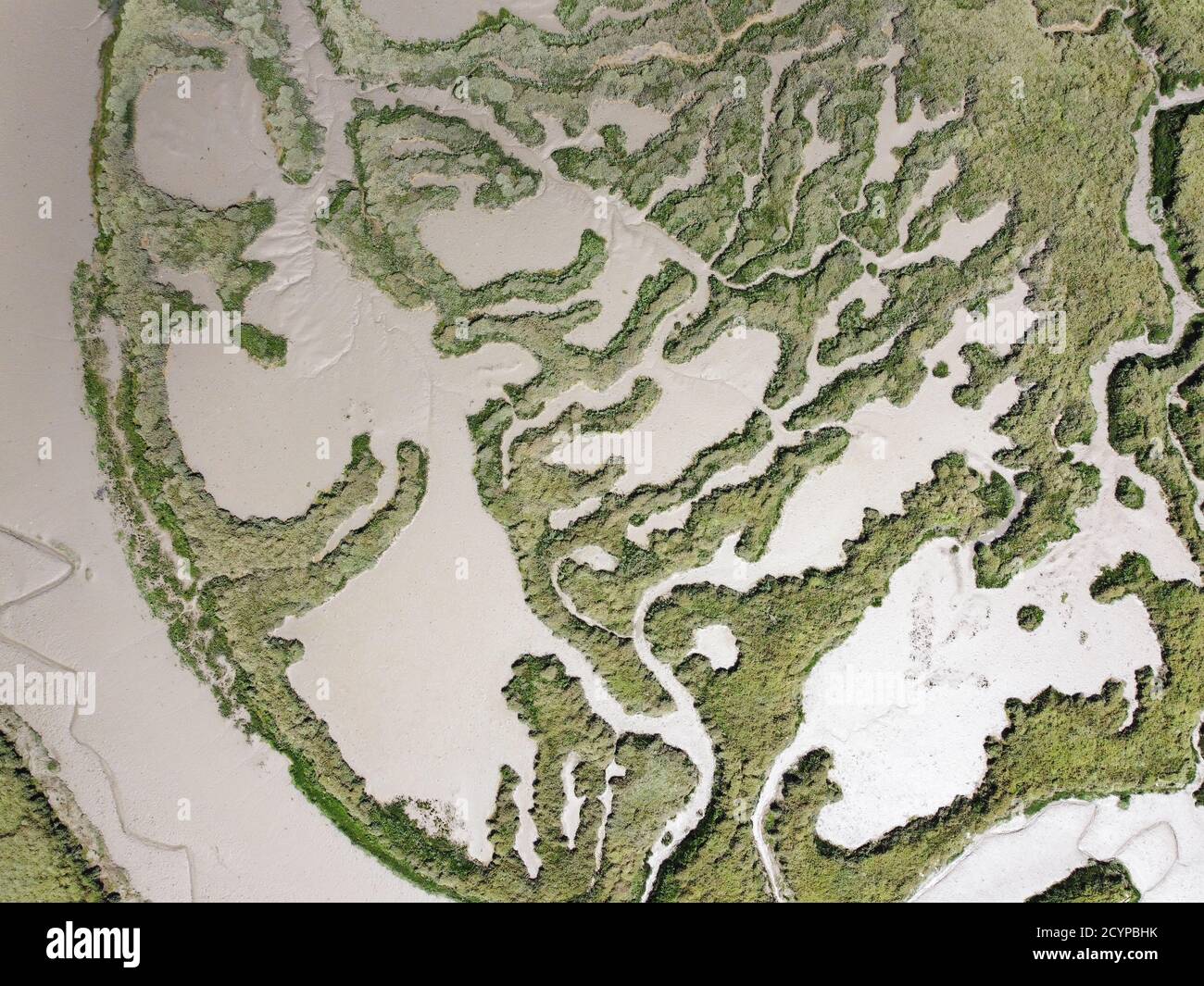 birds eye view of mash land on canvey island by the sea Stock Photo - Alamy