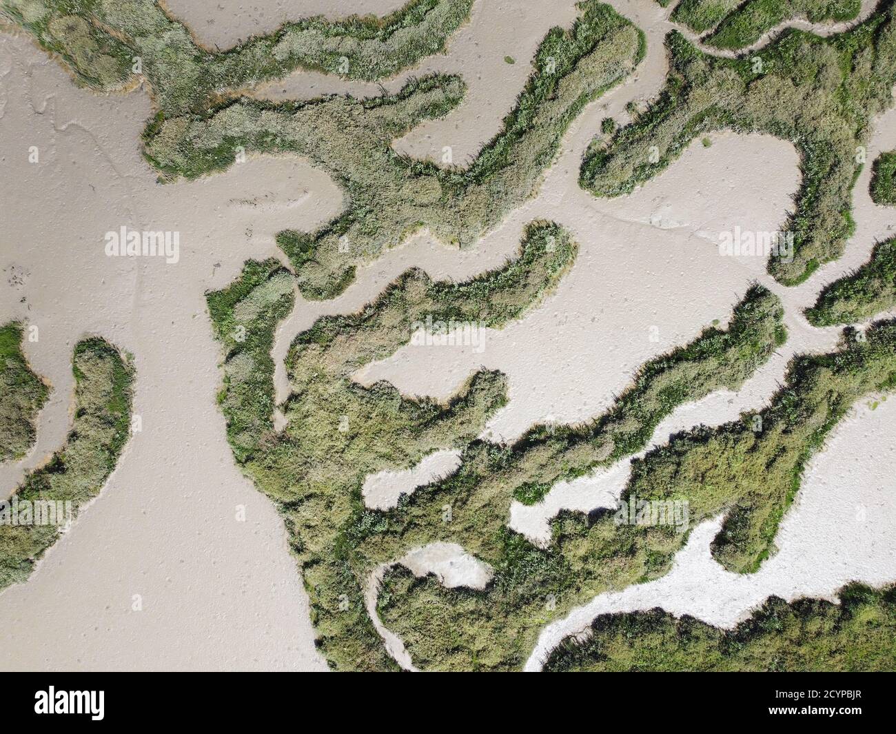 birds eye view of mash land on canvey island by the sea Stock Photo - Alamy