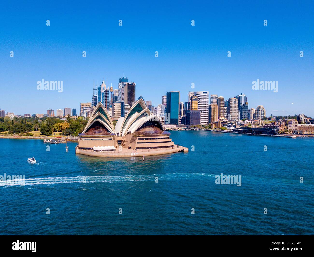 Beautiful aerial view of the Sydney Opera house by the bay in Australia ...