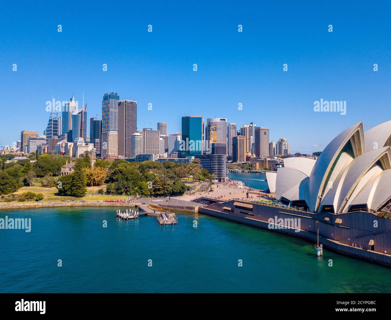 Beautiful aerial view of the Sydney Opera house by the bay in Australia ...