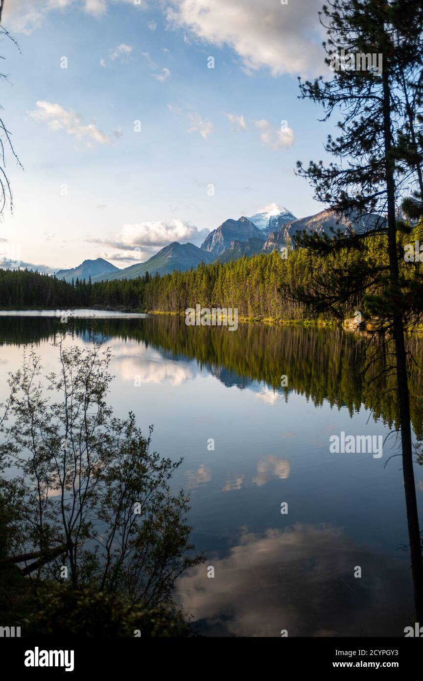 Vertical shot of a lake in Banff National Park in Alberta, Canada Stock ...