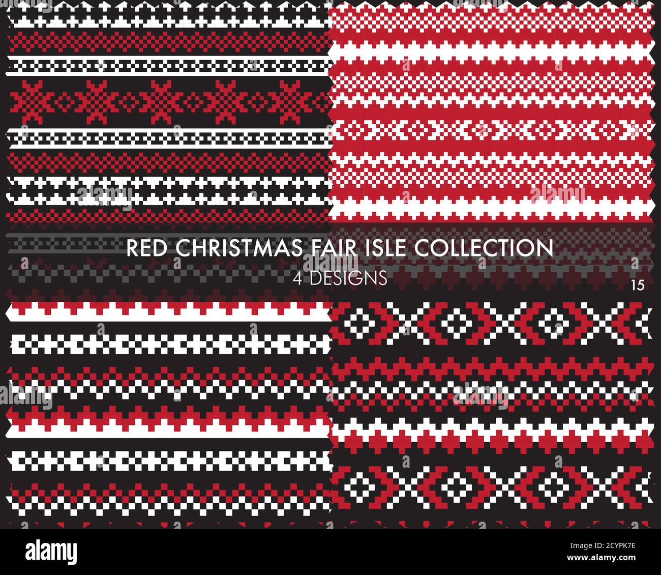 Christmas fair isle pattern collection includes 4 design swatches for ...