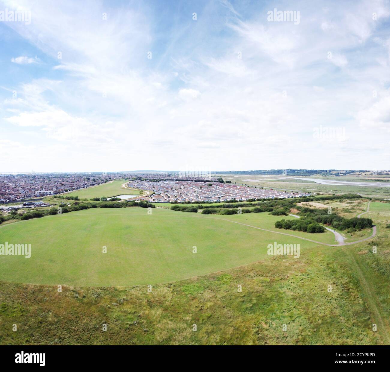 panoramic view of canvey island from Canvey Heights Country Park in ...