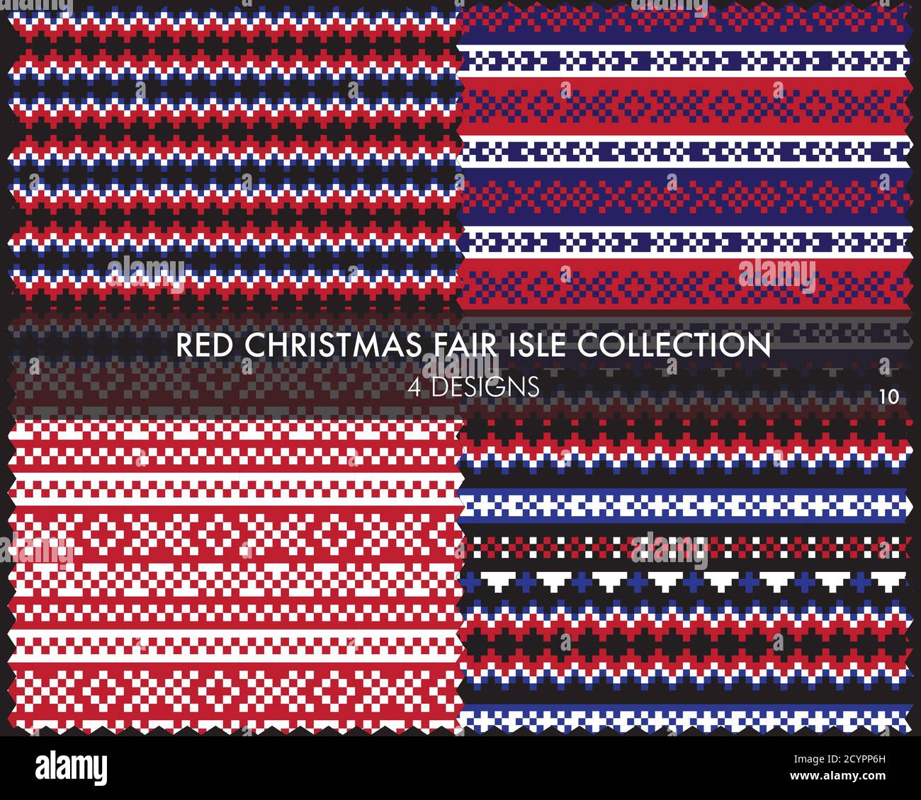 Christmas fair isle pattern collection includes 4 design swatches for ...