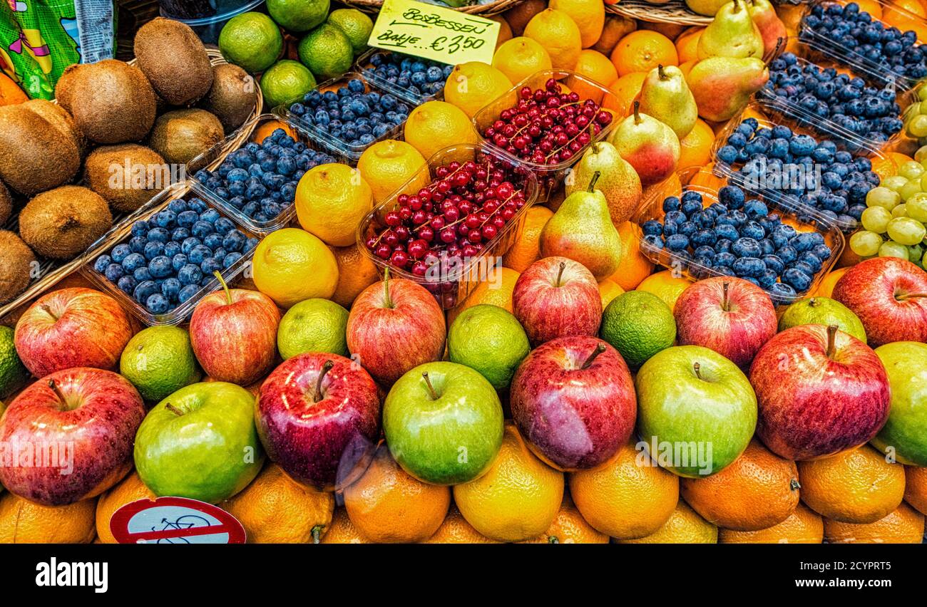 Various fruits for sale at a market in Amsterdam Stock Photo - Alamy