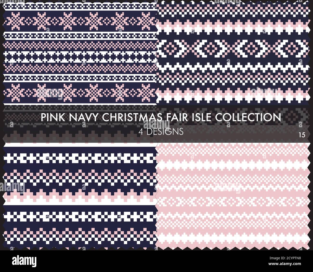 Christmas fair isle pattern collection includes 4 design swatches for ...