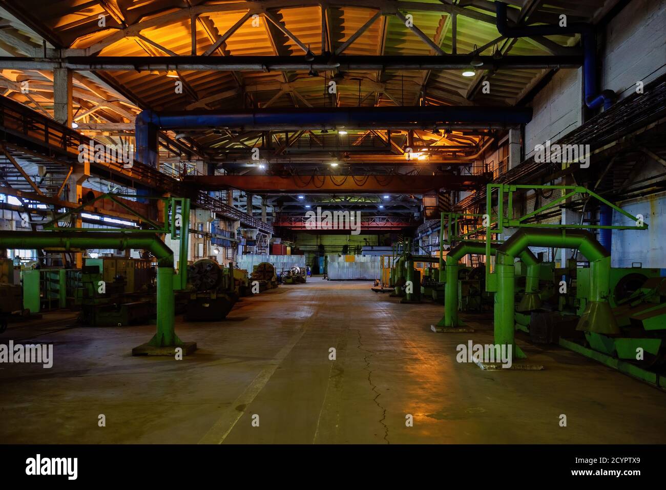 Metalworking workshop. Machine tools in pipe factory Stock Photo - Alamy