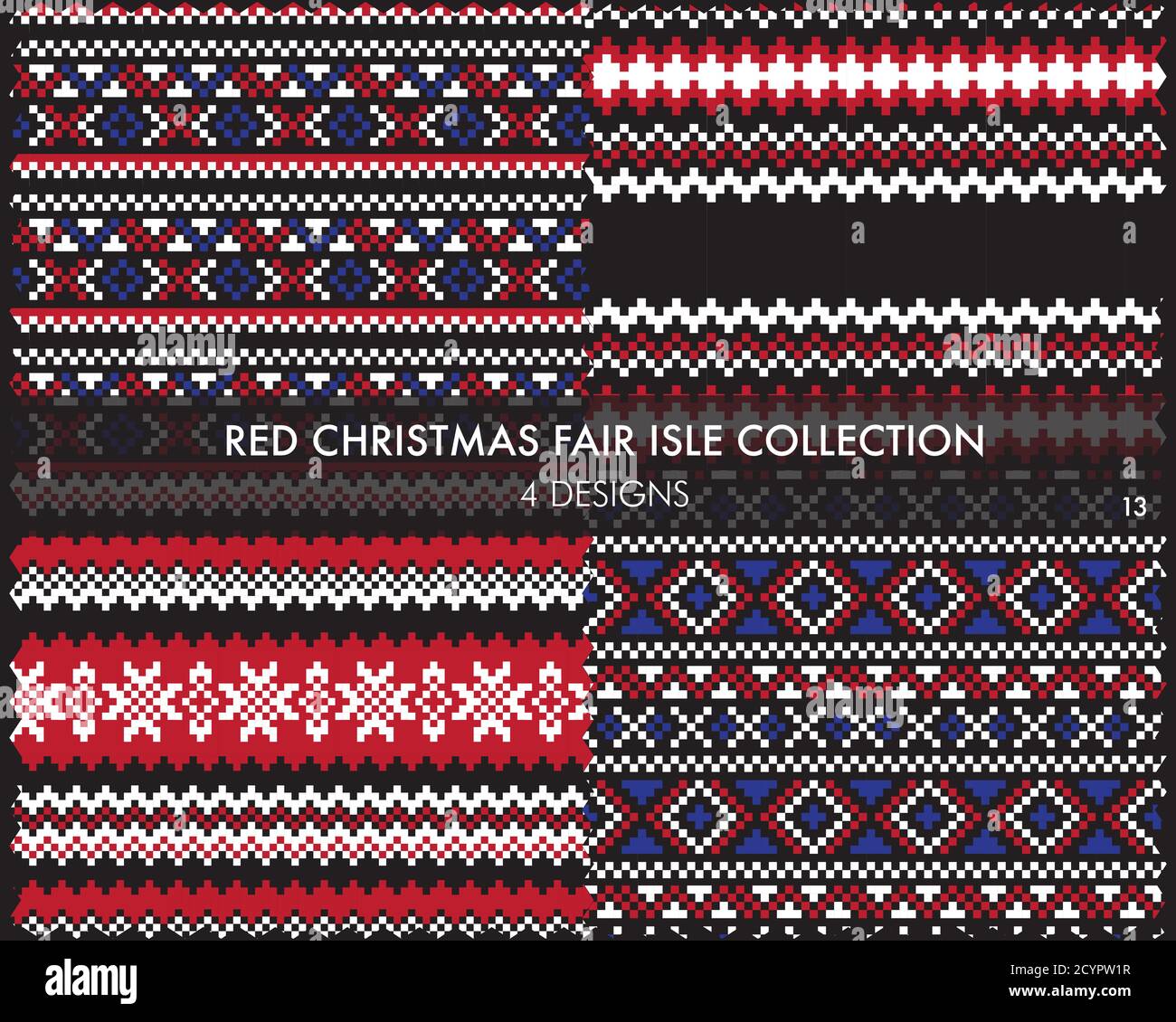 Christmas fair isle pattern collection includes 4 design swatches for ...