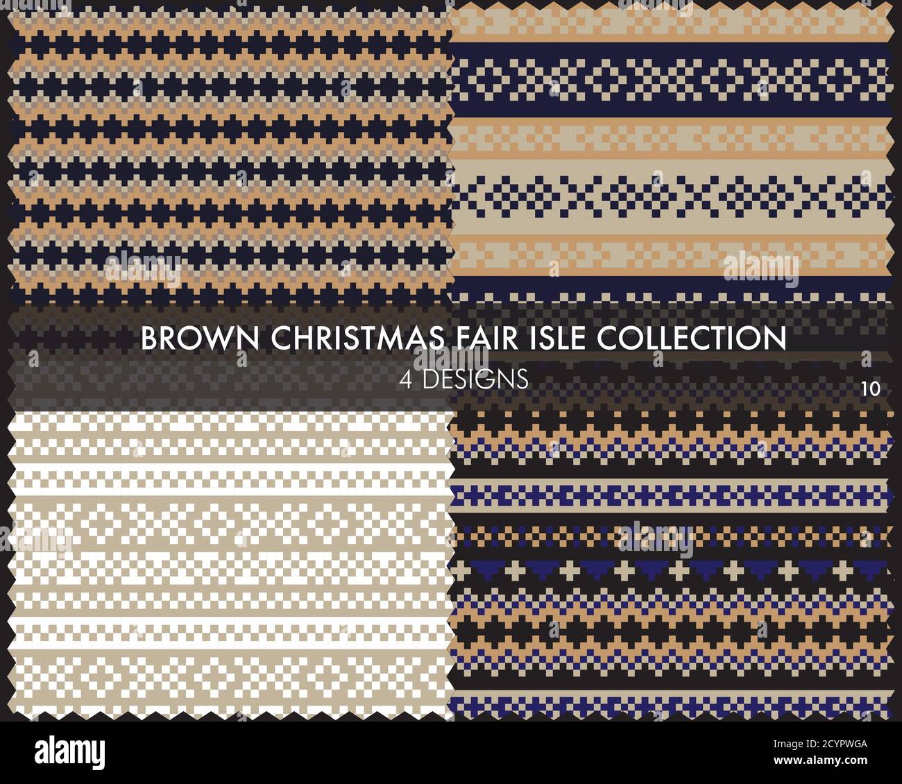 Christmas fair isle pattern collection includes 4 design swatches for ...