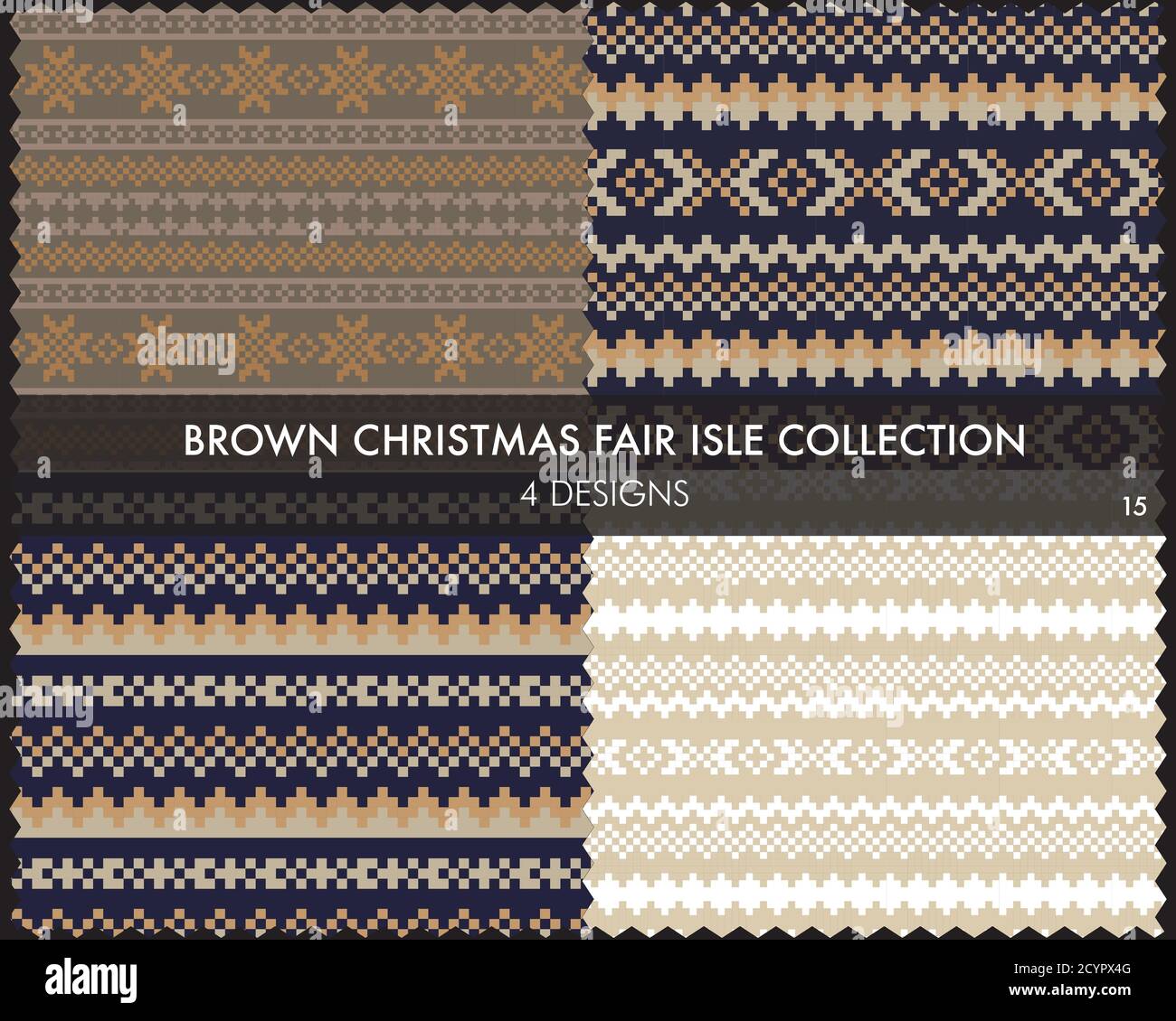 Christmas fair isle pattern collection includes 4 design swatches for ...