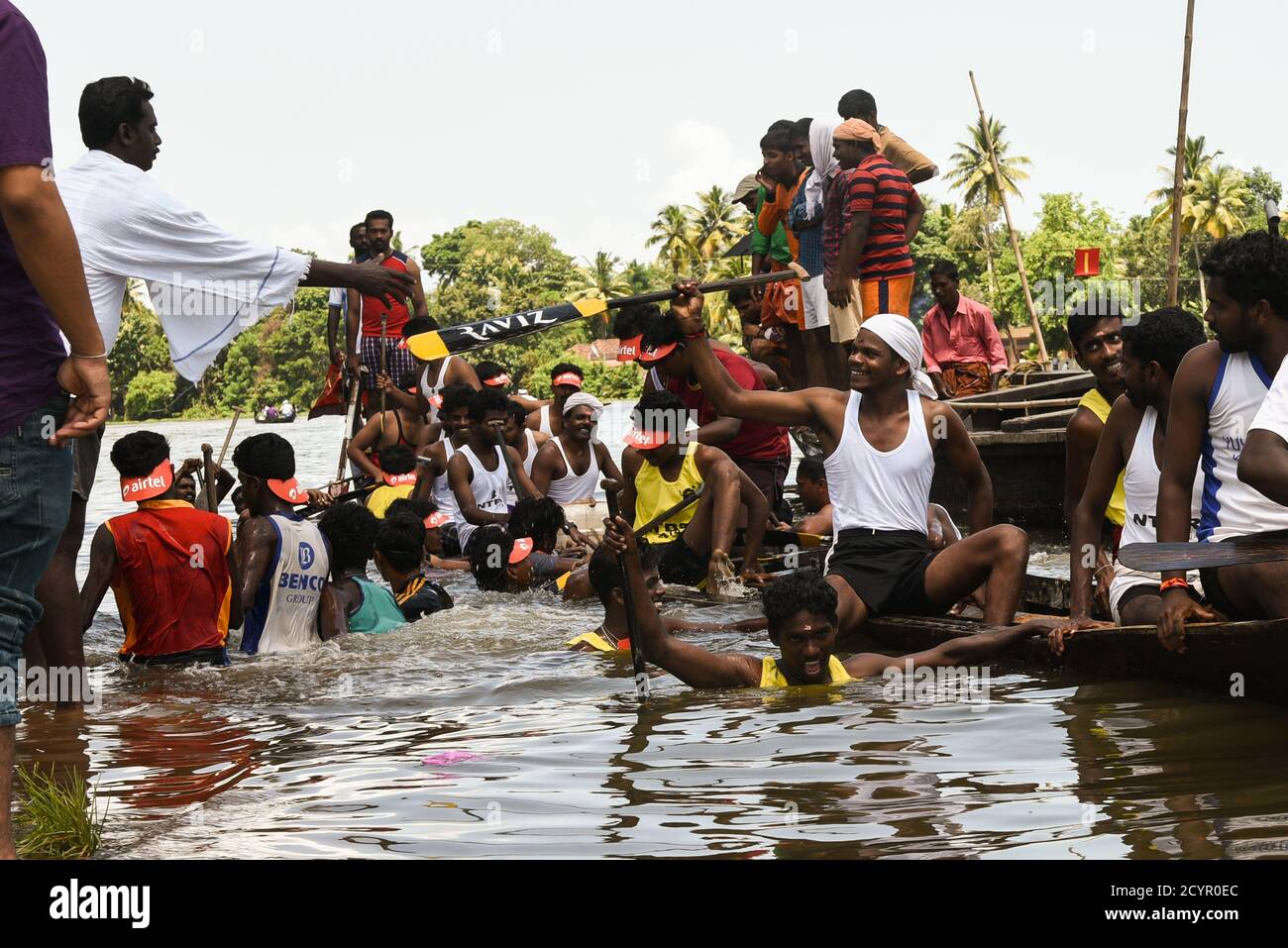 CHAMPAKULAM, INDIA - JULY 01: boat race sports, men in uniform ...