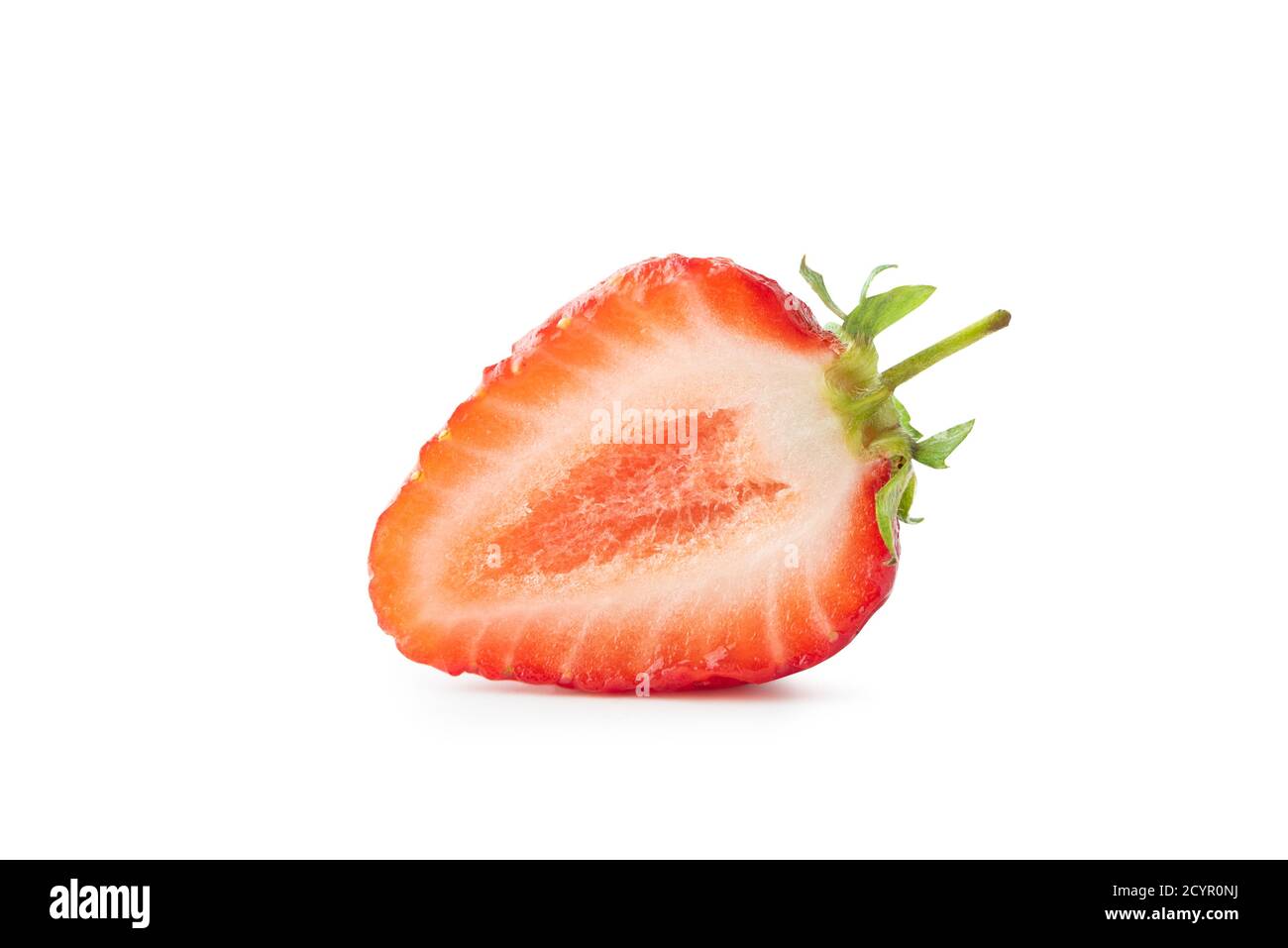 Half of ripe strawberry fruits isolated on white background. Clipping ...