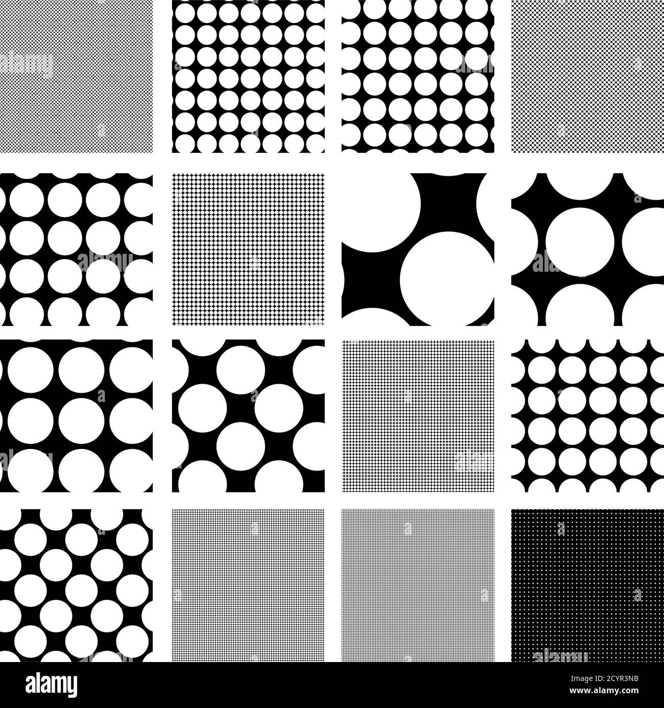 16 set of seamless, tileable, repeatable circles, dots pattern. Polka ...