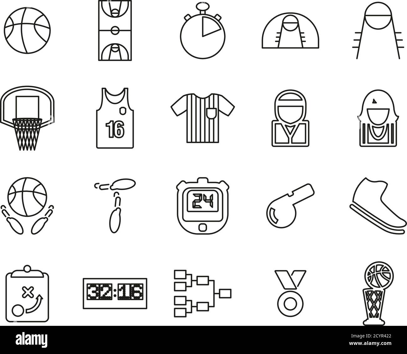 Basketball Icons Thin Line Set Big Stock Vector Image & Art - Alamy