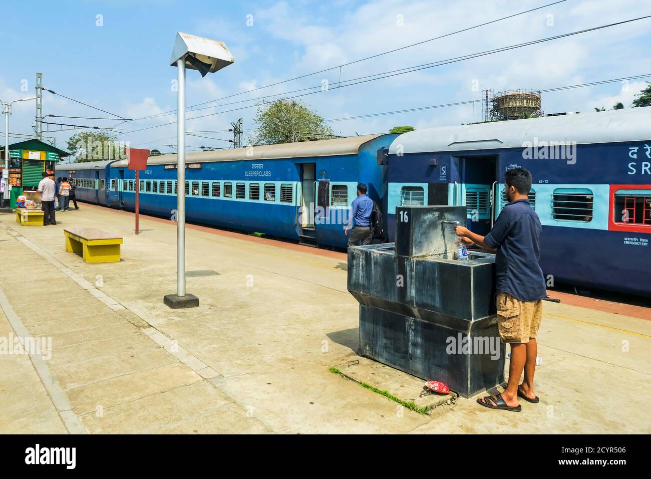 Railway train at Shoranur Junction, a station that connects north to ...