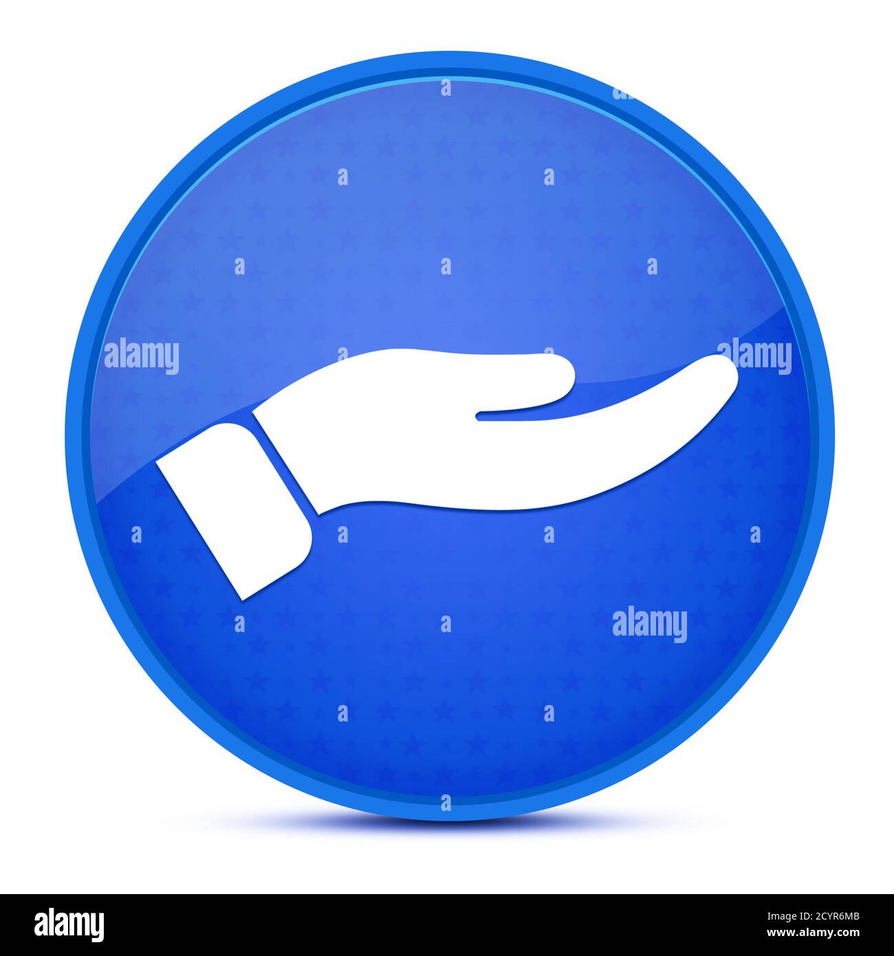 Hand aesthetic glossy blue round button abstract illustration Stock ...