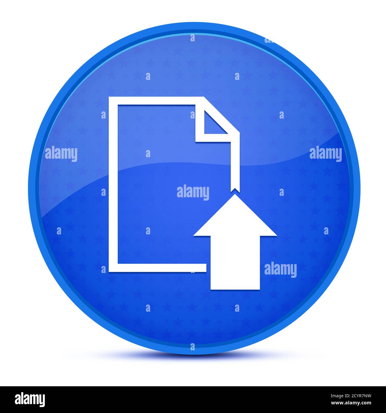 Upload document aesthetic glossy blue round button abstract ...