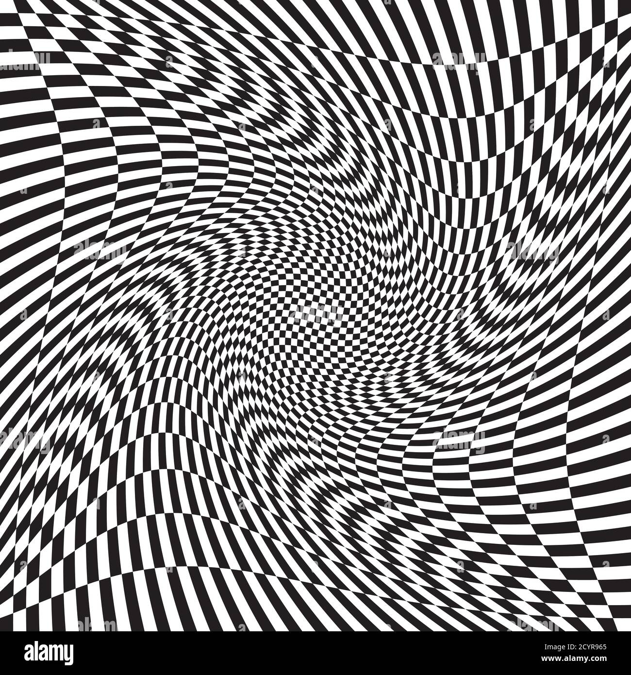 Checkered, chequered, chessboard surface with distortion, deformation ...
