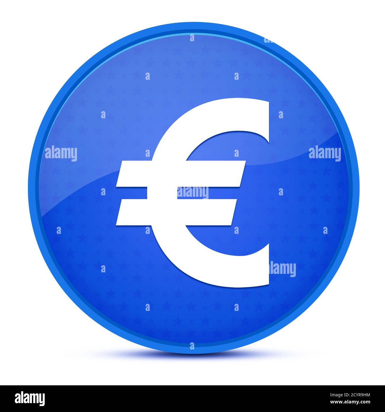 Euro sign aesthetic glossy blue round button abstract illustration ...