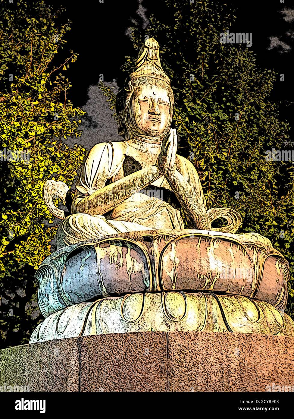 Buddha statue in the night, Tokyo Stock Photo - Alamy