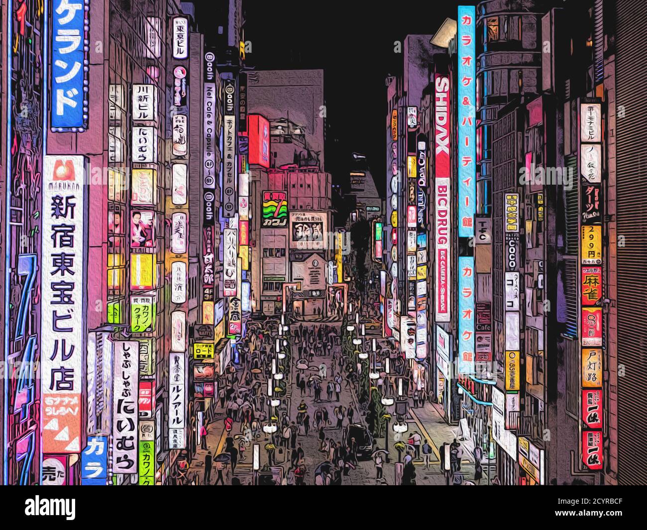 Crowds pass through Kabukicho in the Shinjuku district. Tokyo Stock ...