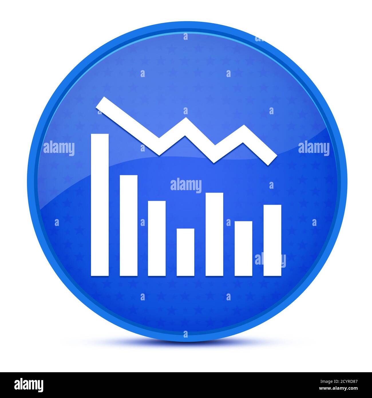 Statistics down aesthetic glossy blue round button abstract ...